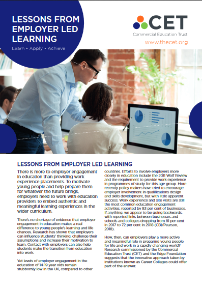 Lessons from employer led learning - Education and Employers